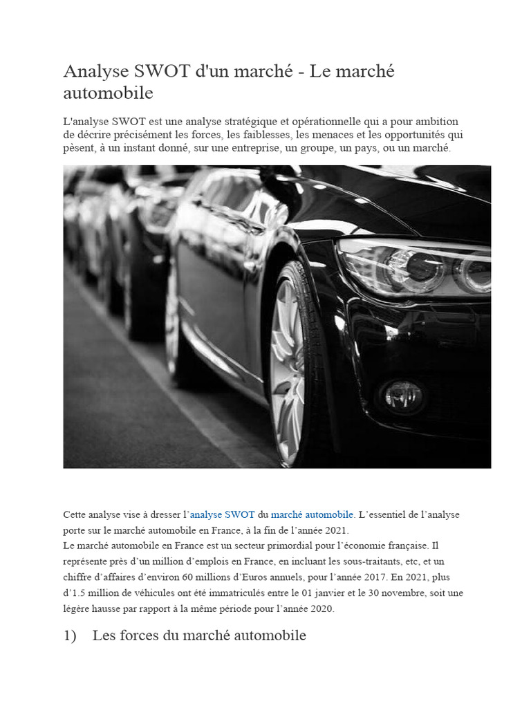 Analyse SWOT du marché automobile français | PDF | Voitures | Toyota
