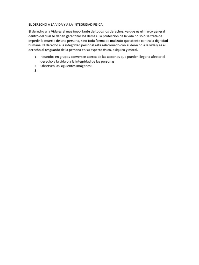 EL DERECHO A LA VIDA Y A LA INTEGRIDAD FISICA | PDF