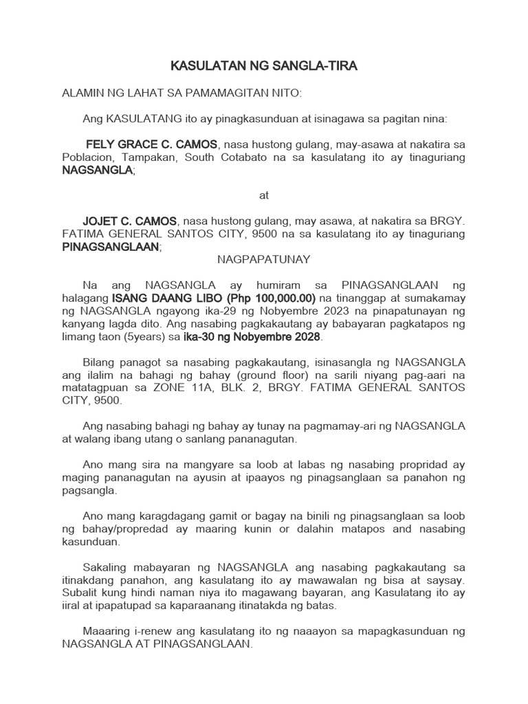 Kasulatan NG Sangla | PDF