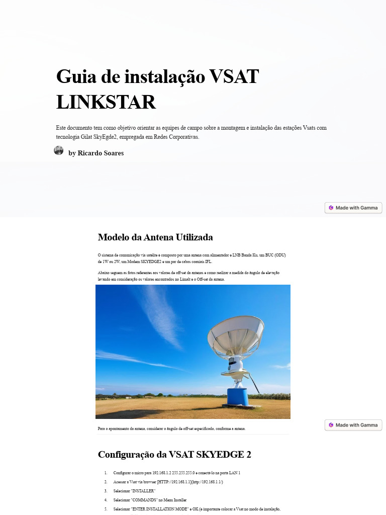 Guia de Instalacao VSAT LINKSTAR | PDF | Voz sobre IP (VoIP) | Arquitetura de rede