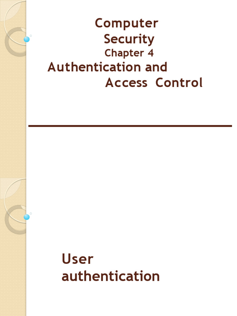 Authentication and Authorization Chapter Five | PDF | Authentication | Access Control