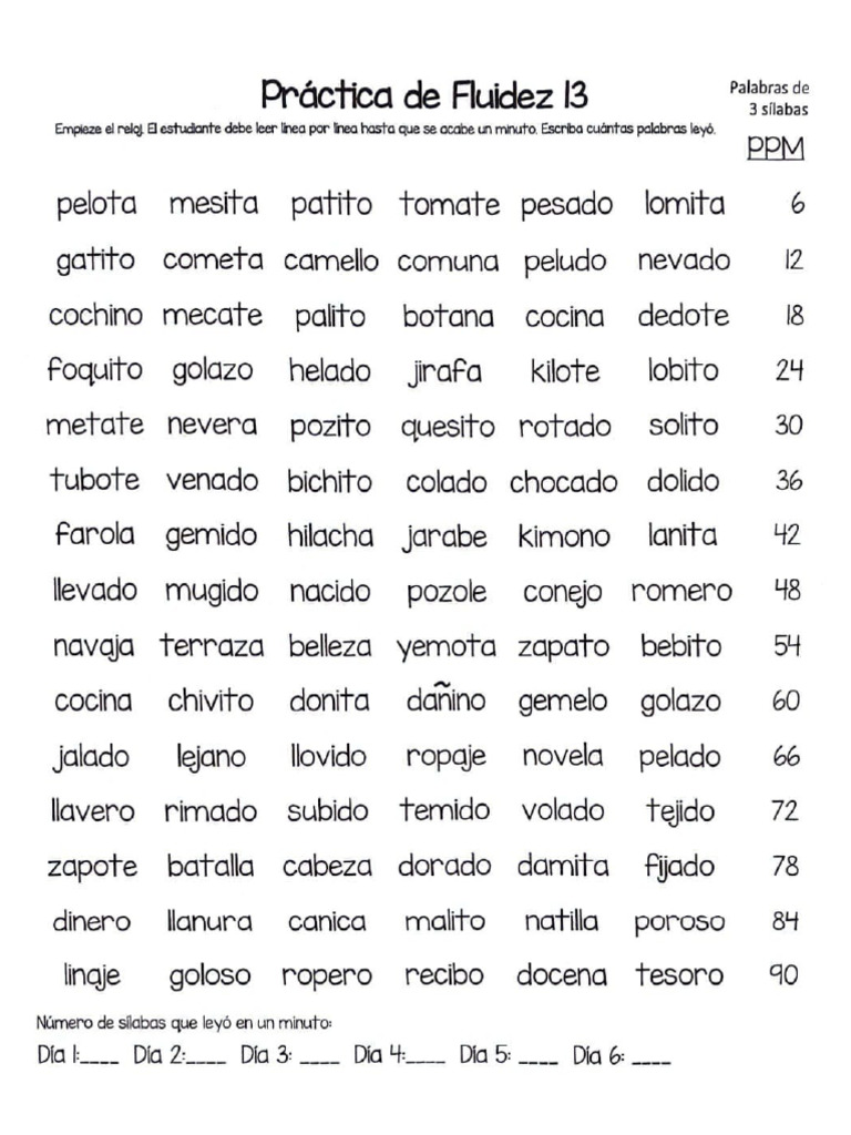 Practica de Fluidez 12 | PDF