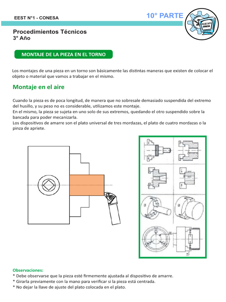 montaje de pieza en un torno | PDF | Metalurgia | Herramientas