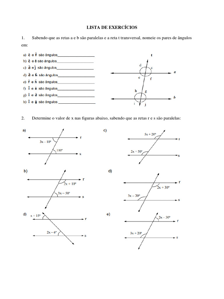 Retas Paralelas e Transversal | PDF