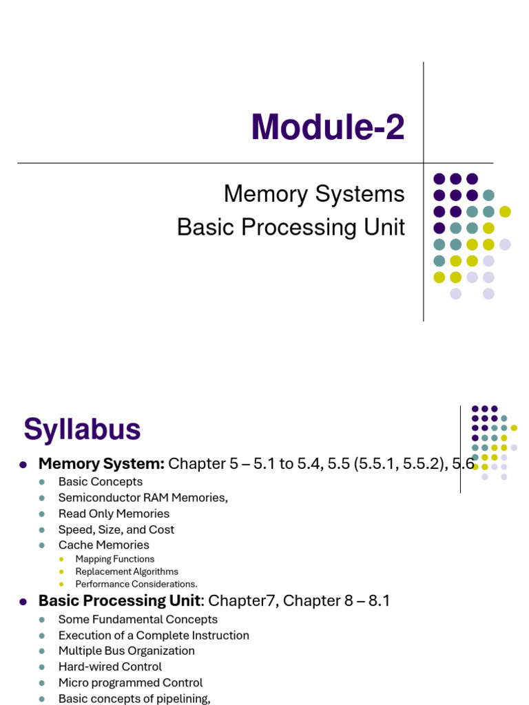 Module-2: Memory Systems Basic Processing Unit | PDF | Central Processing Unit | Cpu Cache