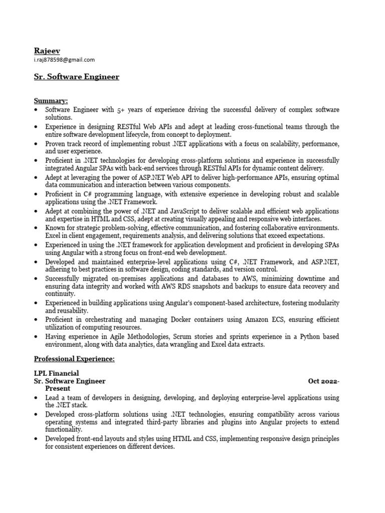 Rajeev Resume | PDF | World Wide Web | Internet & Web