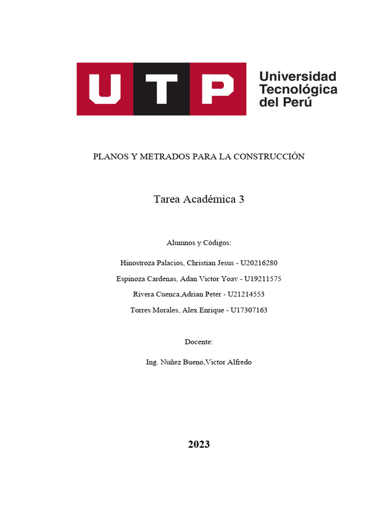 TA3 - Planos y Metrados - G7 | PDF | Cemento | Hormigón