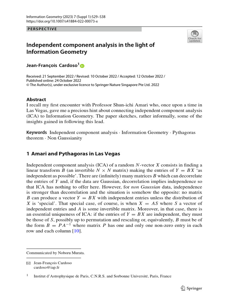 Independent Component Analysis in The Light of Information Geometry ...