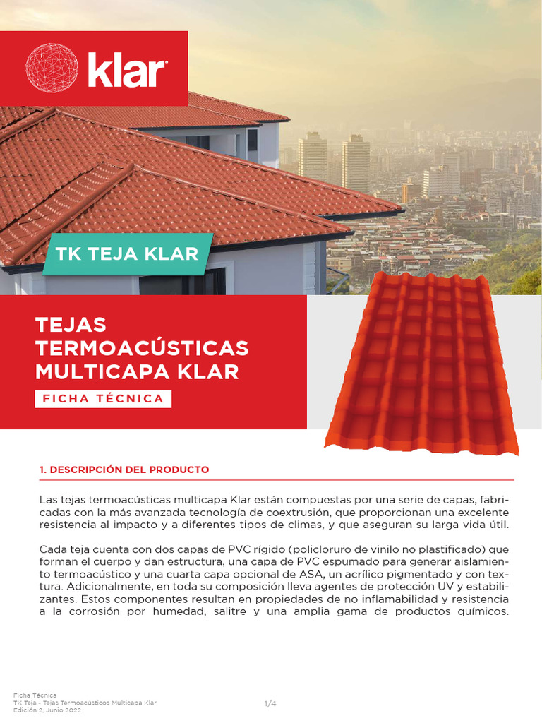 ficha tecnica klar | PDF | Aislamiento térmico | Cloruro de polivinilo