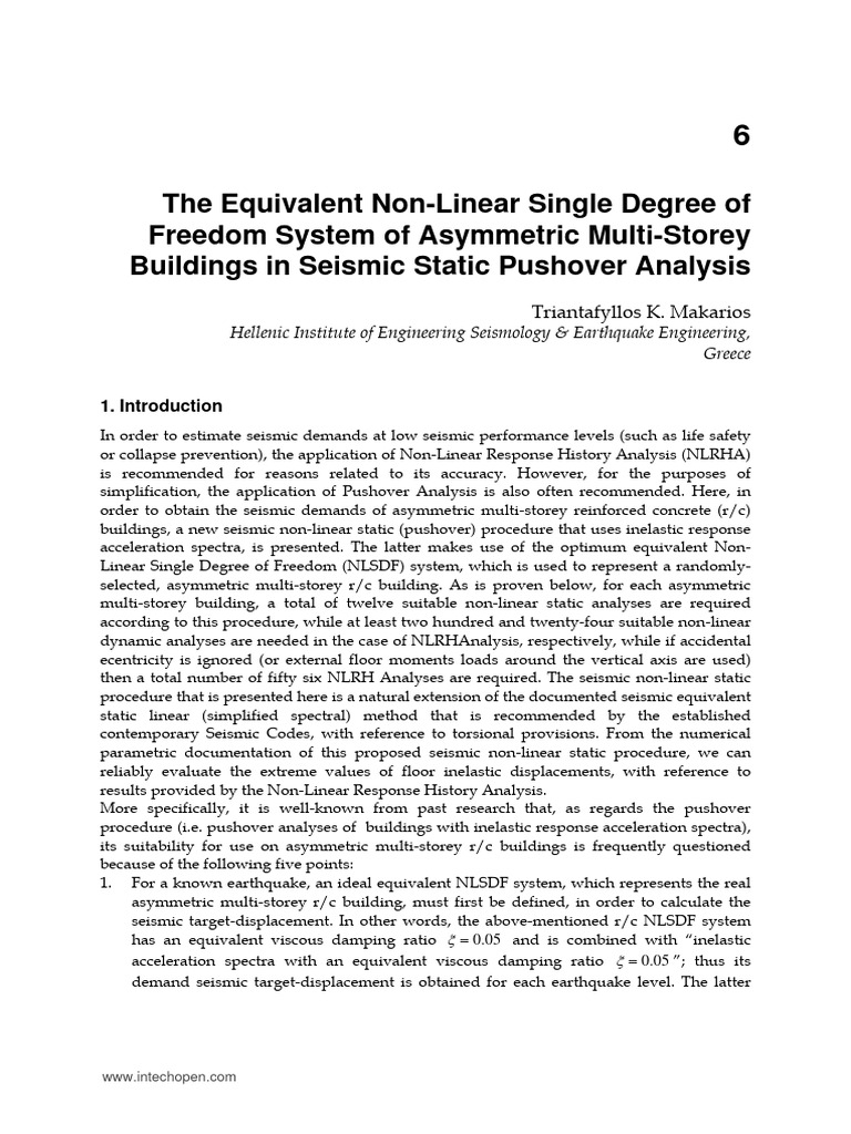 The Equivalent Non-Linear Single Degree of Freedom System of Asymmetric Multi-Storey Buildings ...