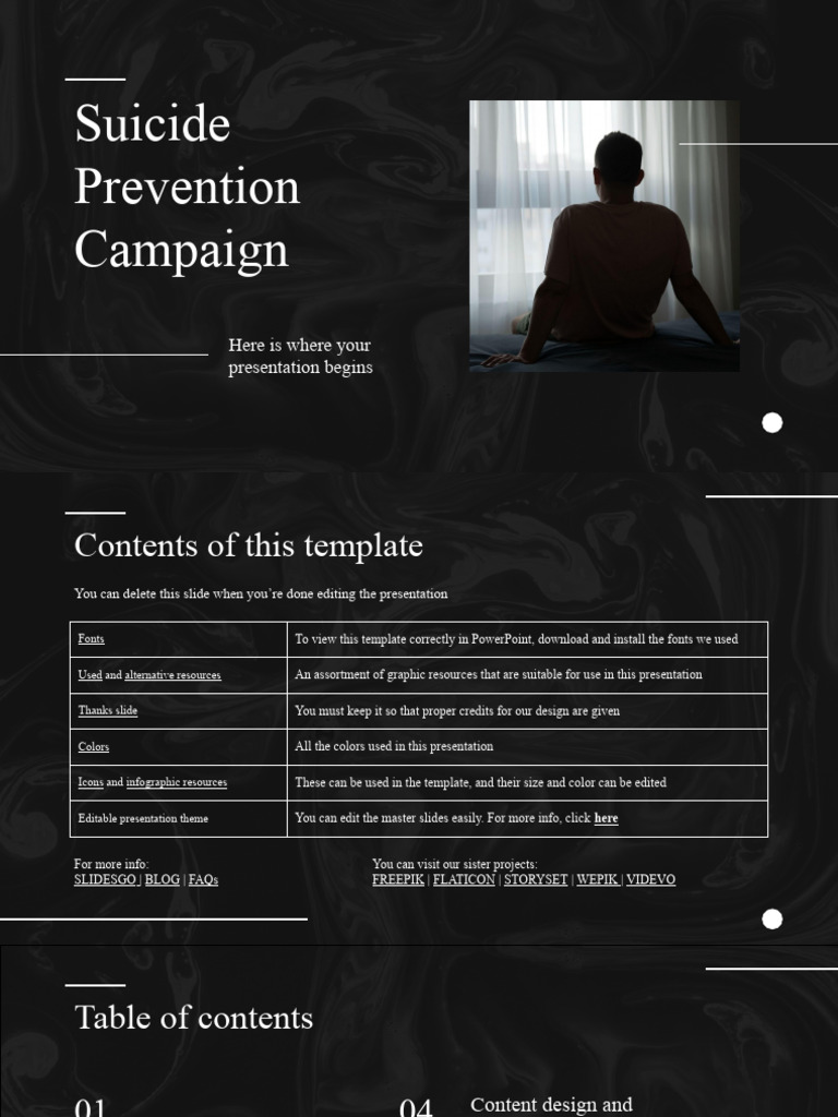 Suicide Prevention Campaign by Slidesgo | PDF | Target Audience | Brand Suicide Prevention Campaign by Slidesgo | PDF | Target Audience | Brand