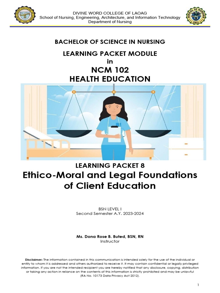 NCM 102 Health Education LP8 | PDF | Nursing | Informed Consent