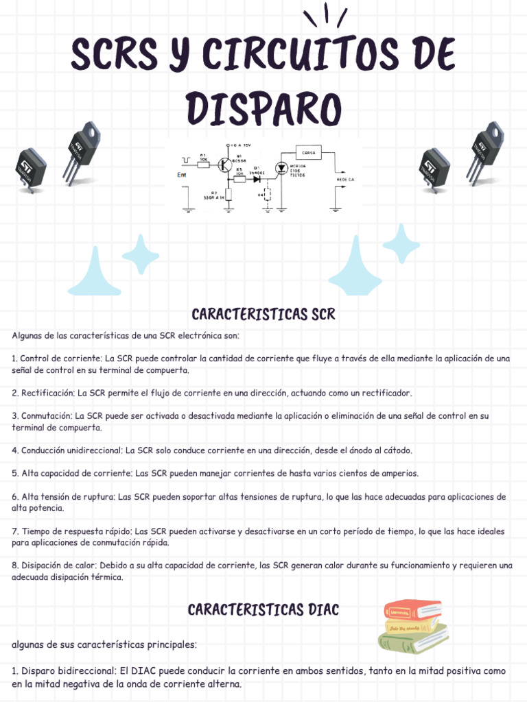 Características y Aplicaciones de SCR y DIAC | PDF | Corriente eléctrica | Red eléctrica