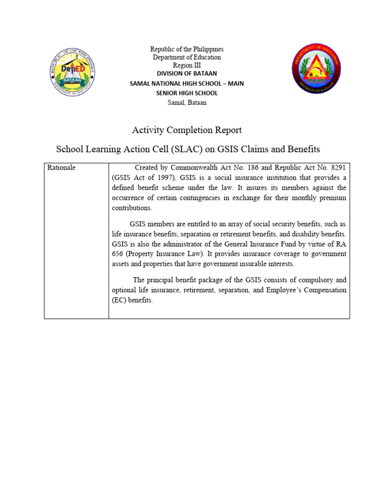 ACR of SLAC On GSIS | Download Free PDF | Insurance | Business