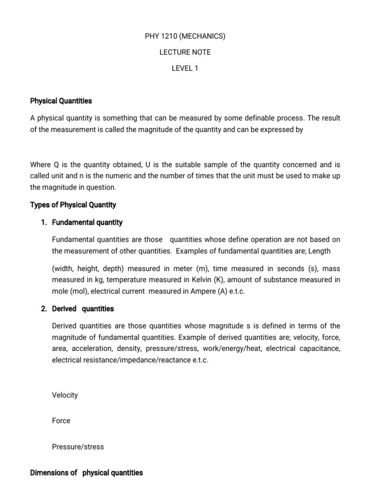 Phy 1210 Lecture Note-1-1 | PDF | Torque | Force
