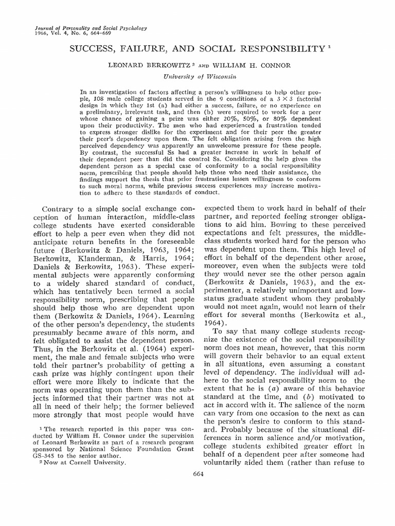 Berkowitz 1966 | PDF | Conformity | Experiment