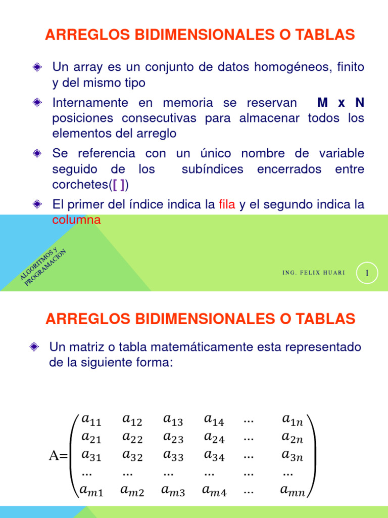 Arreglos Bidimensionales | PDF | Matriz (Matemáticas) | Algoritmos