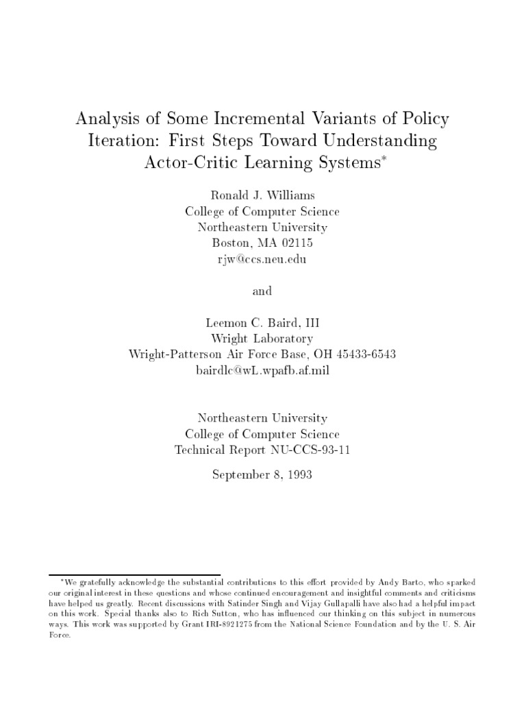 Analysis of Some Incremental Variants of Policy Iteration | PDF | Dynamic Programming | Mathematics