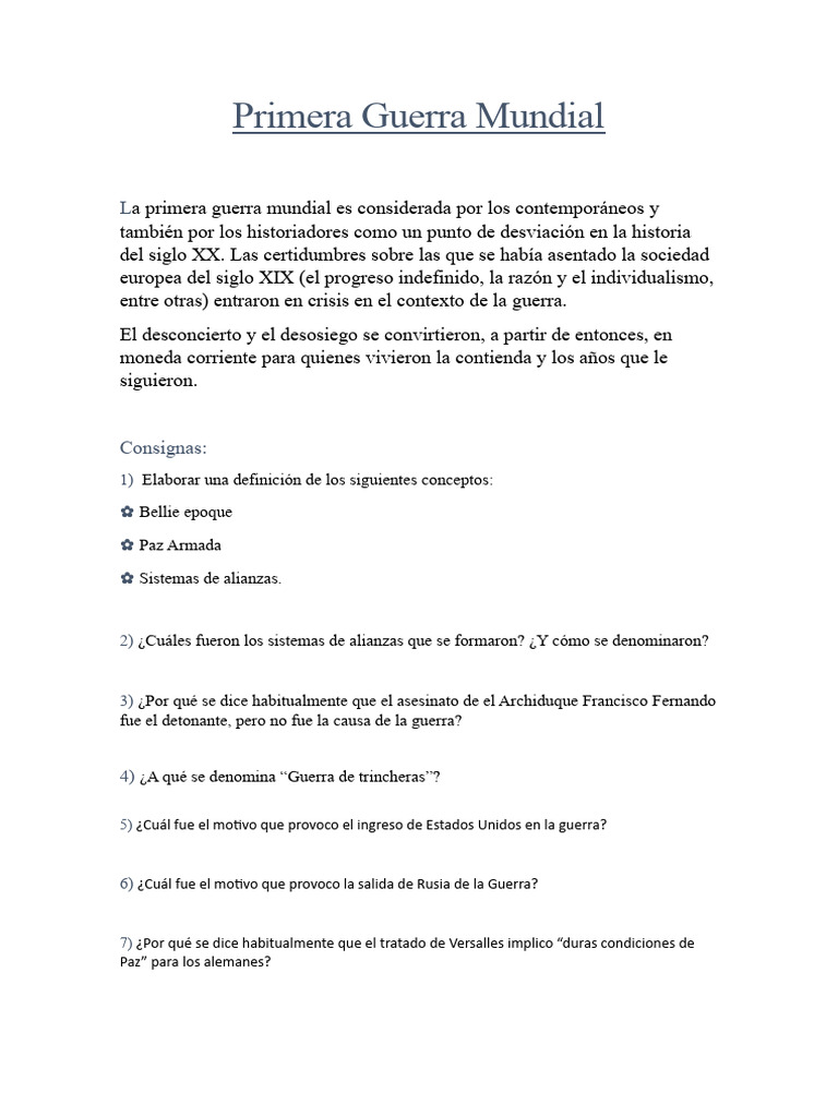 Claves de la Primera Guerra Mundial | PDF | Austria Hungría | Primera ...
