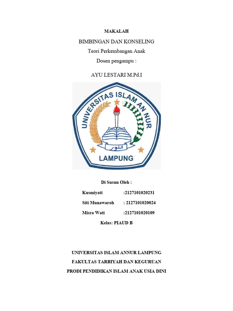 Makalah Bimbingan Konseling Teori Perkembangan Anak | PDF | Karier & Perkembangan