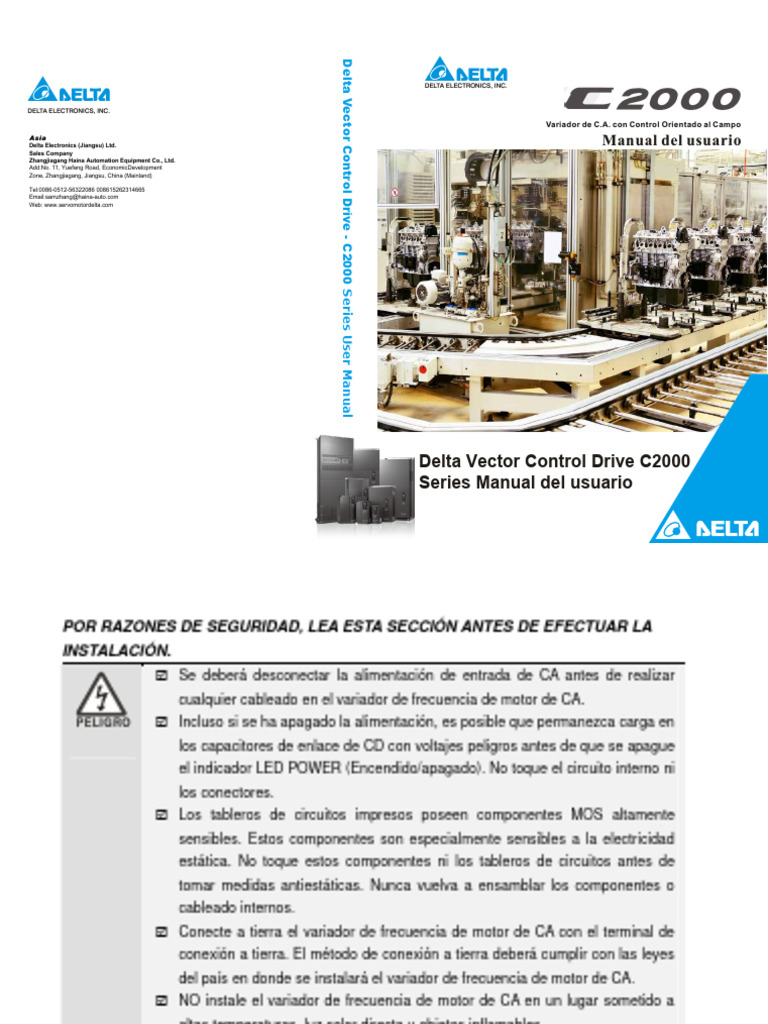 Manual del Variador Delta C2000 | PDF | Corriente eléctrica | Placa de ...