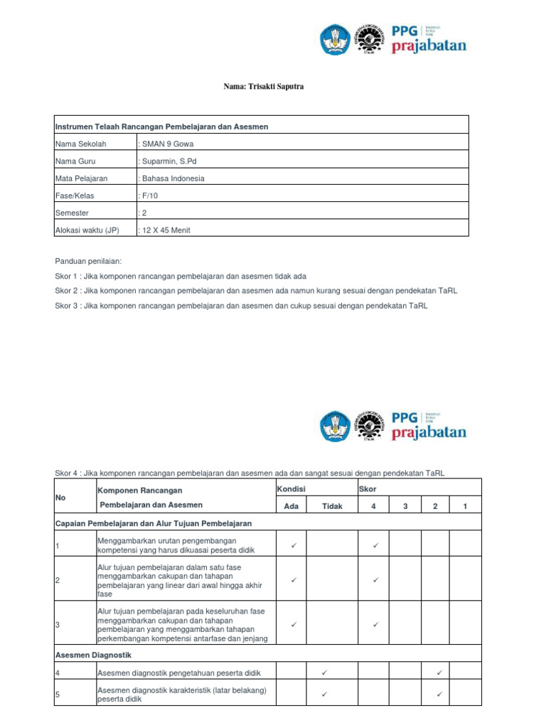 Ruang Kolaborasi T2 - Telaah RPP Dan Asesmen | PDF