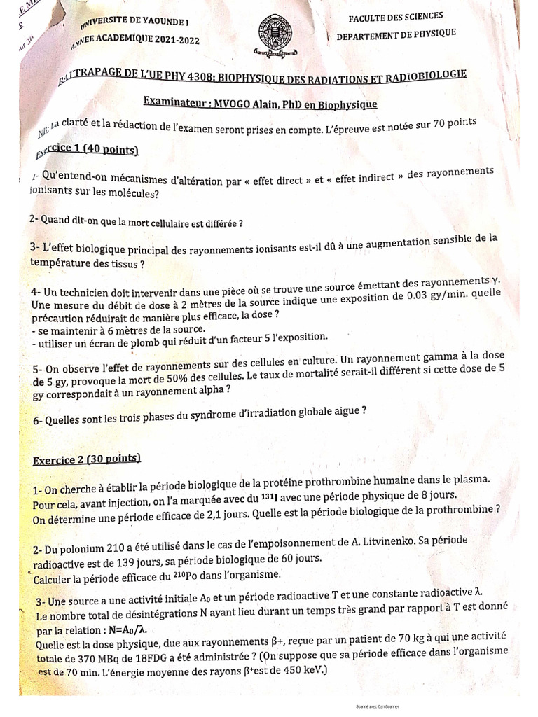 Biophysique Des Radiations | PDF