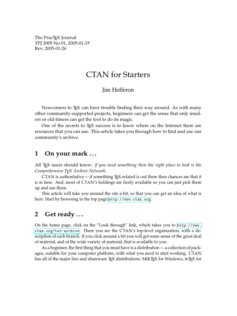 CTAN For Starters: 1 On Your Mark - . | Download Free PDF | Te X ...