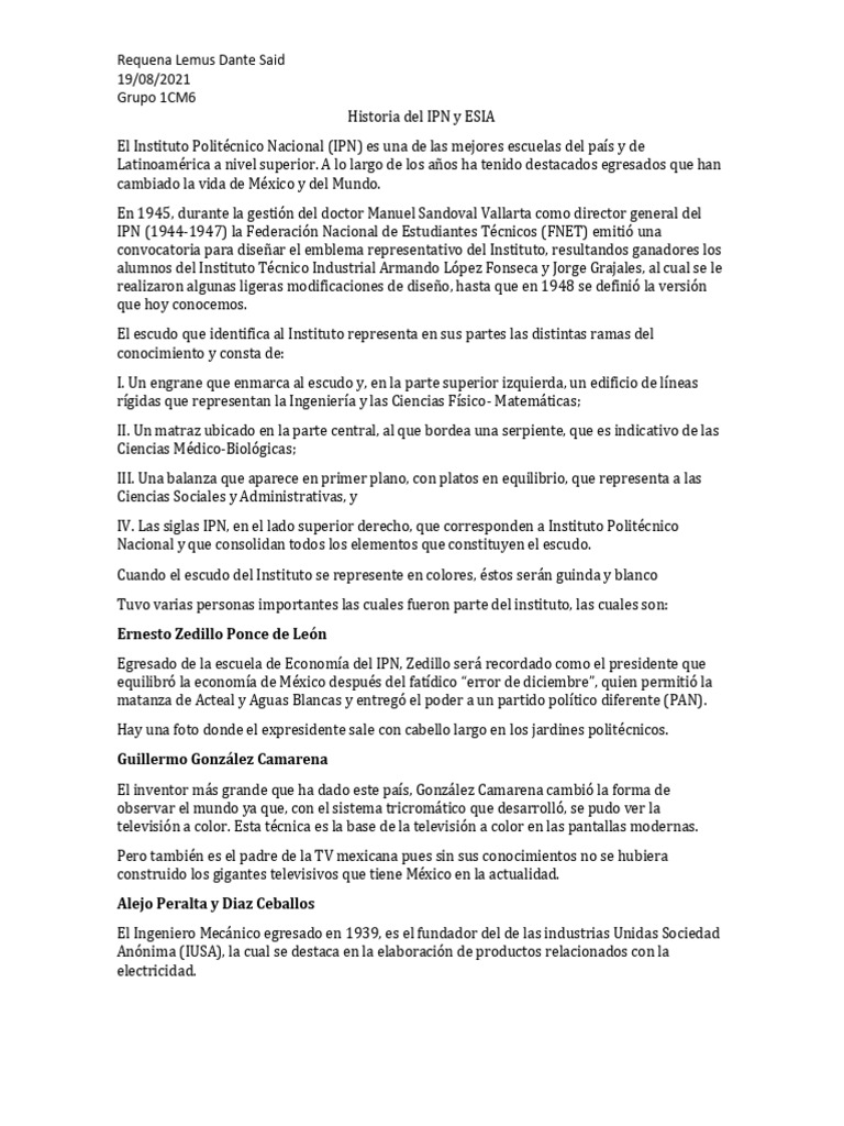 Historia Del IPN y ESIA | PDF | México