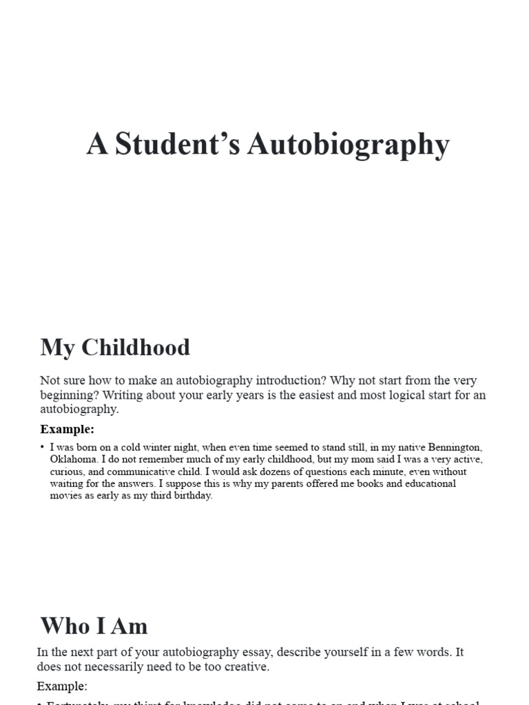 A Student's Autobiography | PDF | Cognition | Cognitive Science