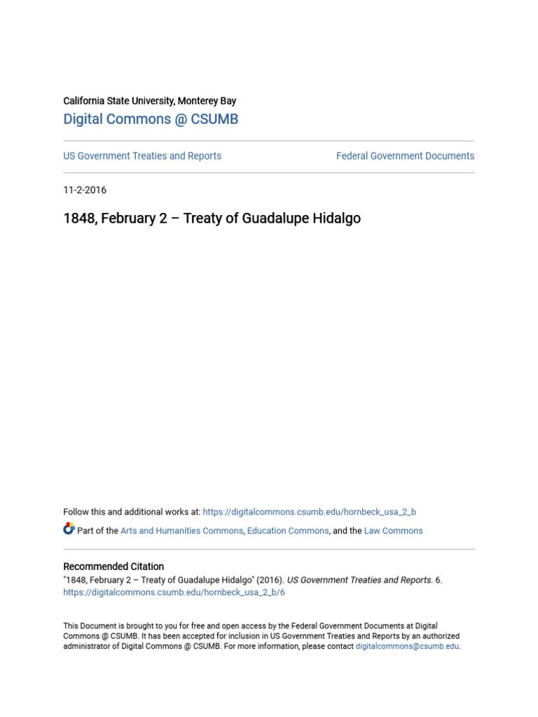 Treaty of Guadalupe Hidalgo 1848 | PDF | Law
