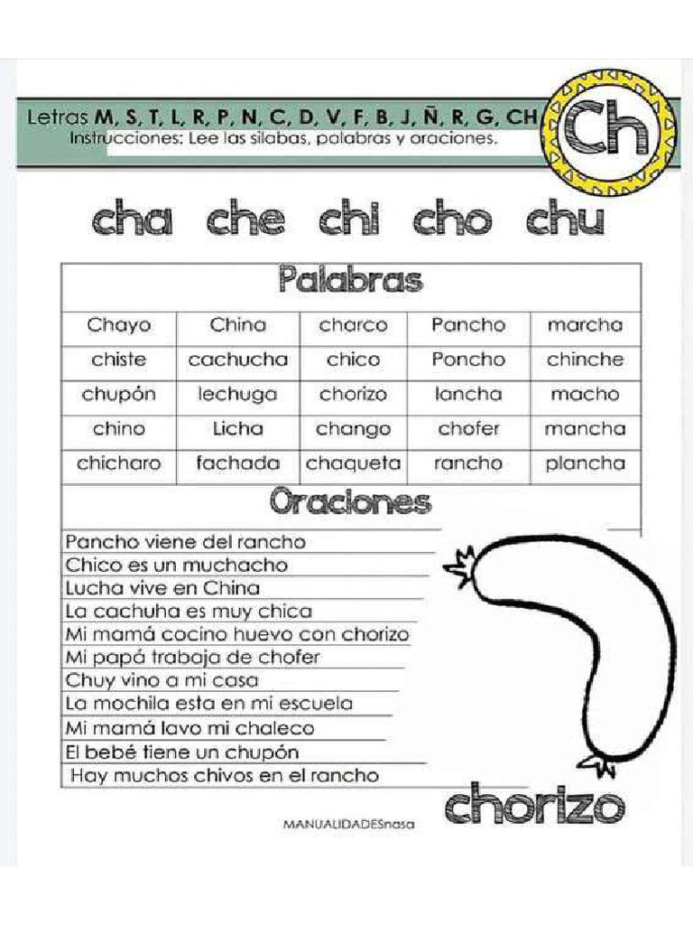 Actividades para Trabajar La Lectoescritura CH Y LL | PDF