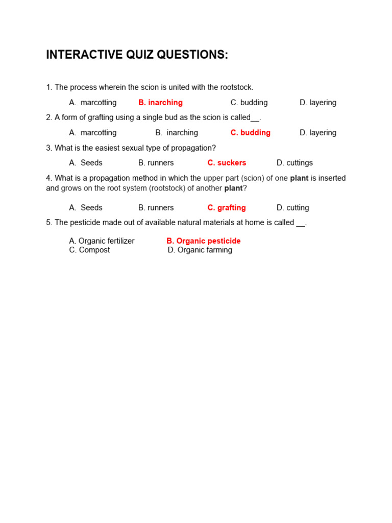 Interactive Quiz Questions | PDF