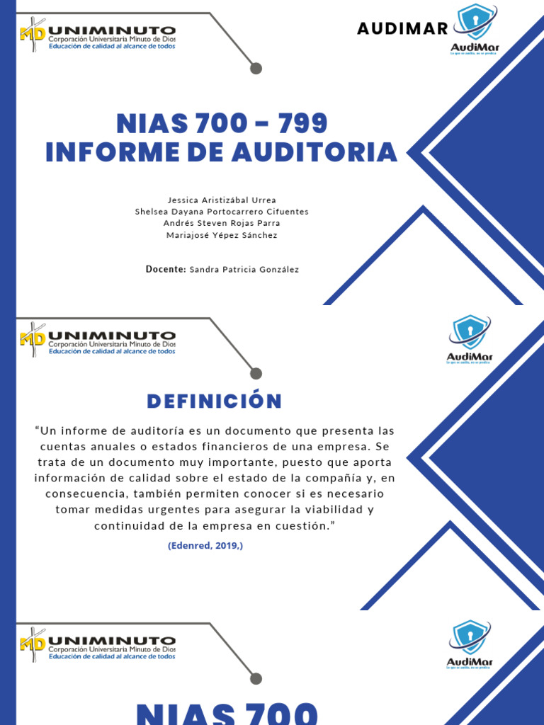 Nias 700 - 799 Informe de Auditoria | PDF | Auditoría | Jerga corporativa