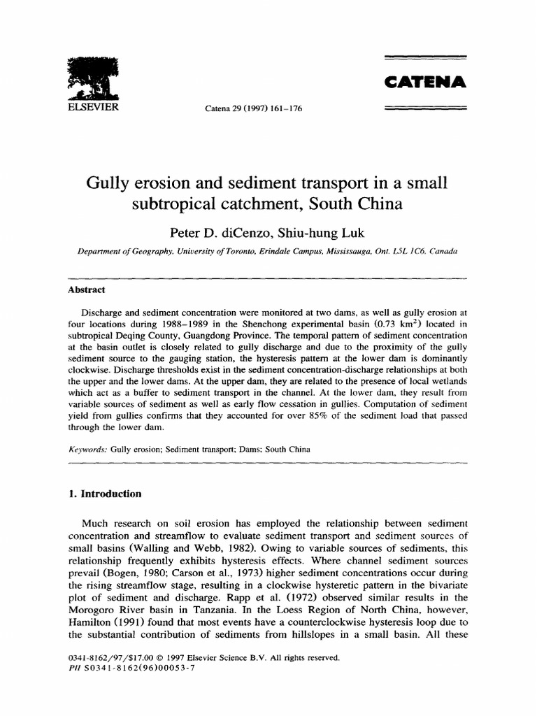 1997 Gully Erosion and Sediment | PDF | Erosion | Sediment