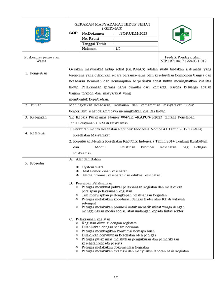 Sop Germas | PDF | Kesehatan Holistik