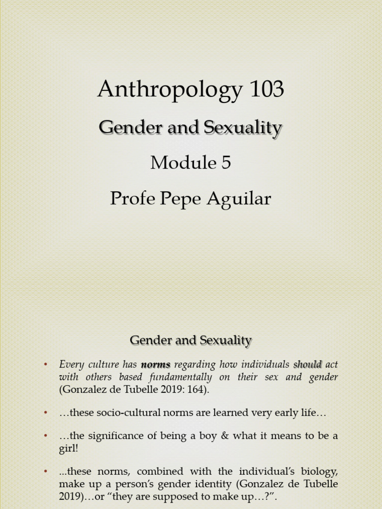 Anth 102 Mod 5 (Gender and Sexuality) B&W | PDF | Sexual Orientation | Gender