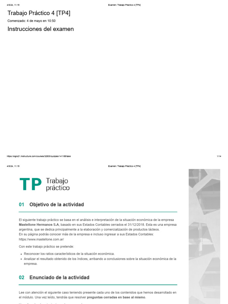 Examen - Trabajo Práctico 4 (TP4) CONTA24 | PDF | Contralor | Auditoría financiera