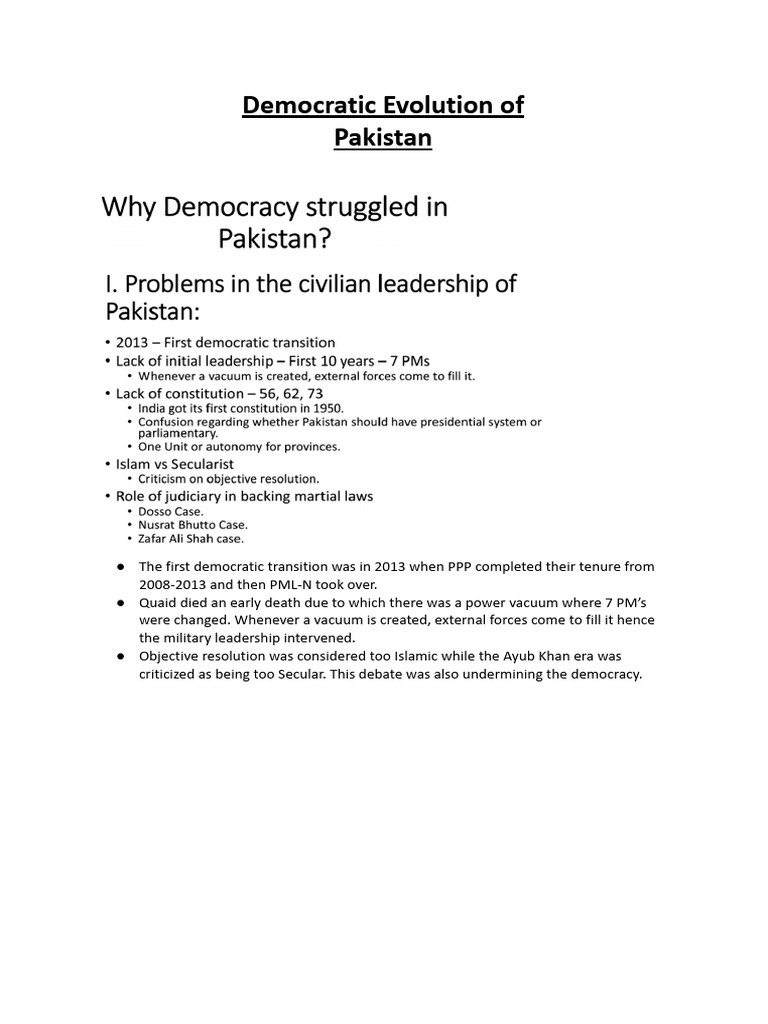 Democratic Evolution in Pakistan | PDF | Politics