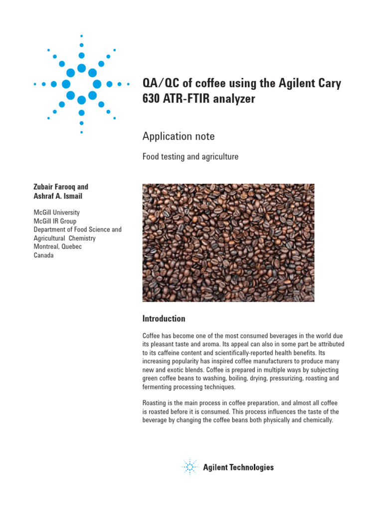 5991-0783EN AppNote 630 Coffee | PDF | Coffee | Infrared Spectroscopy