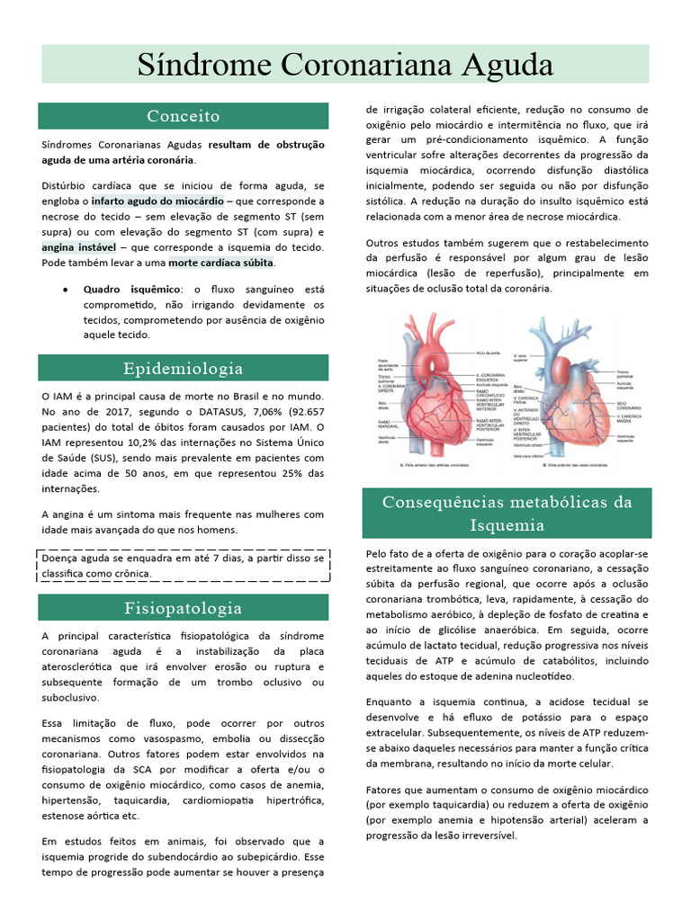 Síndrome Coronariana Aguda | PDF | Infarto do Miocárdio | Coração
