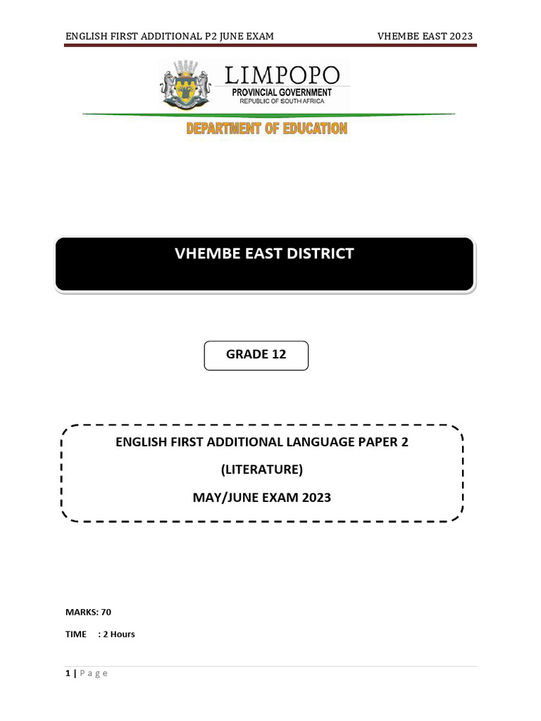 Grade 12 English FAL Paper 2 June 2023 | PDF | Macbeth