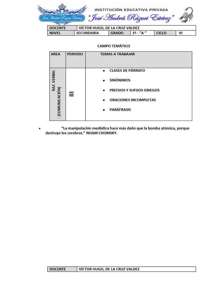 Campo Tematico Iii - de 1º,2º,3º,4º,5º Secund Con Fecha | PDF | Lingüística