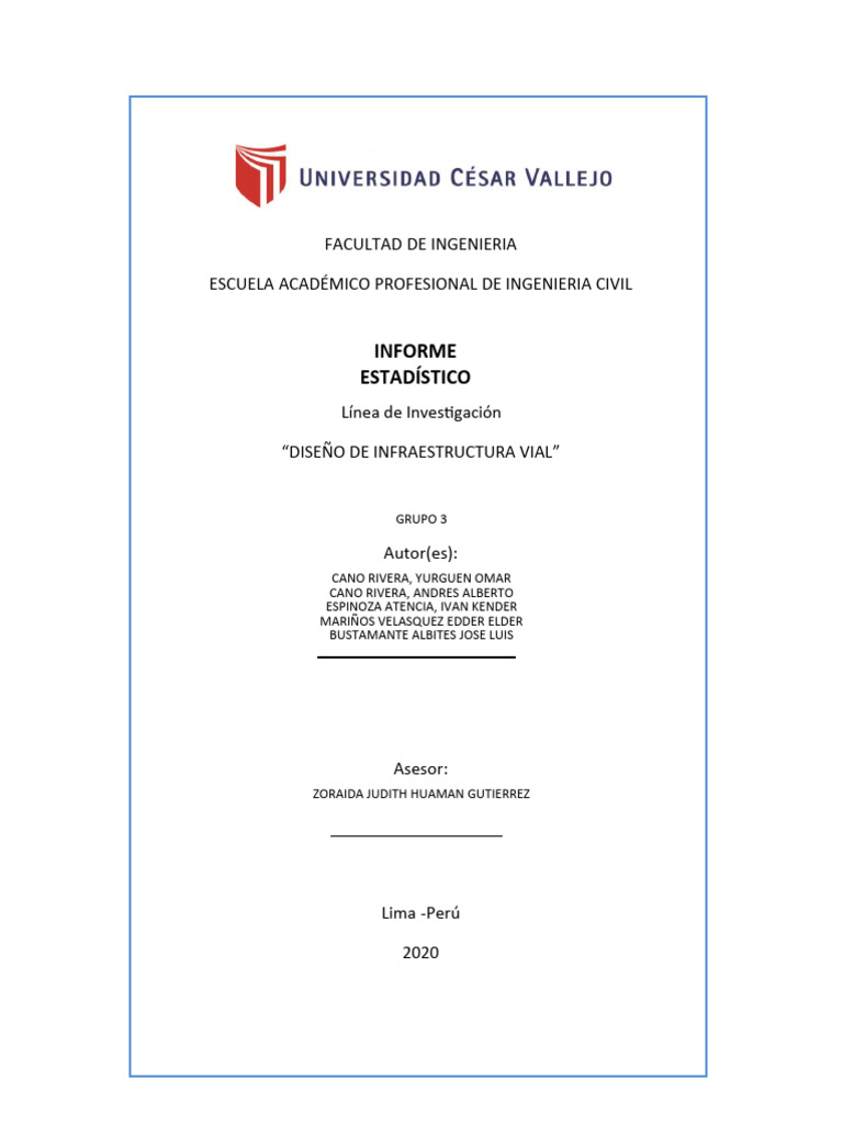 Informe Estadistico 2020 - Grupo 3 | PDF | Muestreo (Estadísticas ...