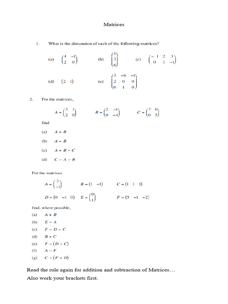 Matrices 1 | PDF