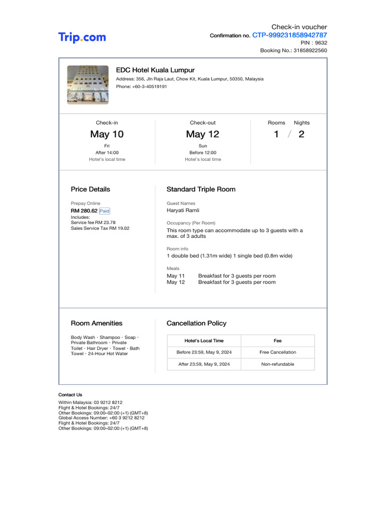 Check-In Voucher | PDF | Bathing | Hospitality Industry