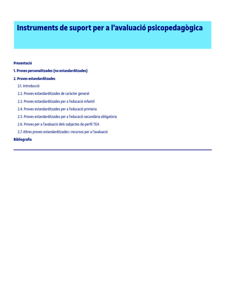 Instruments Suport Avaluacio Psicopedagogica | PDF