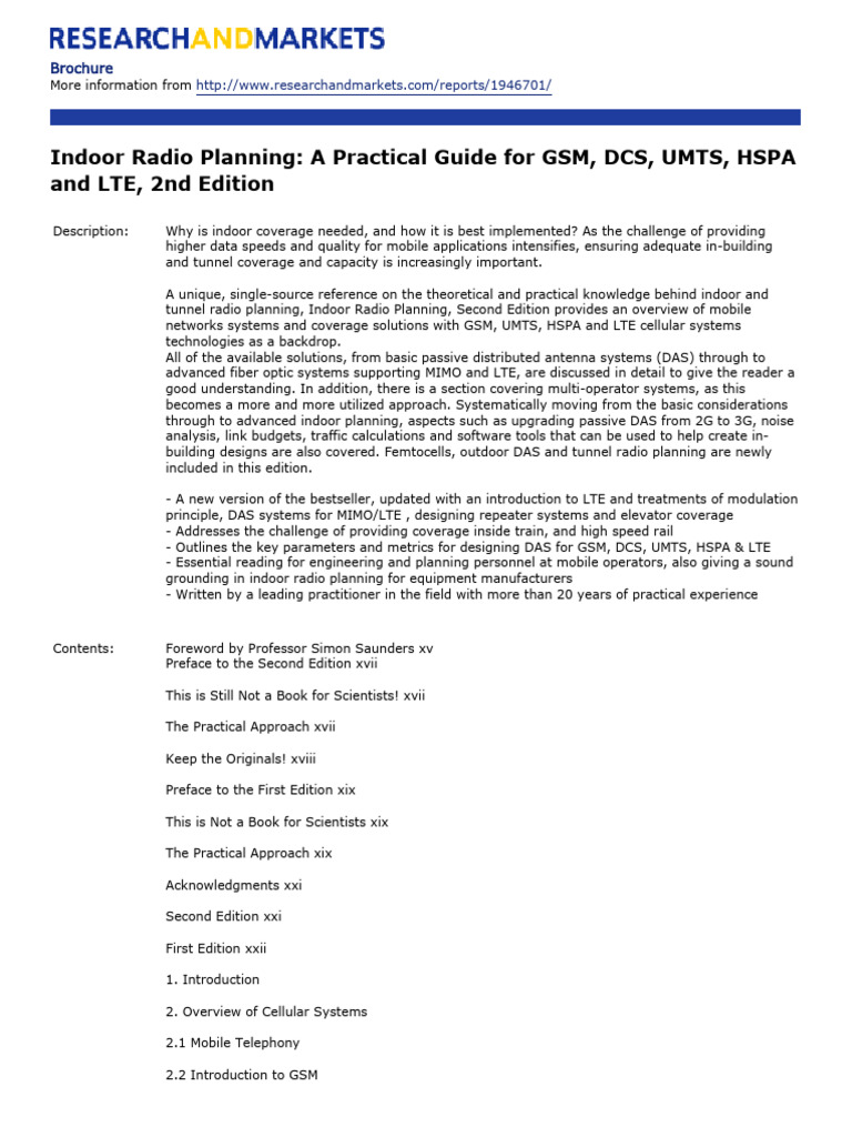 Indoor Radio Planning Guide | PDF | Gsm | Lte (Telecommunication)