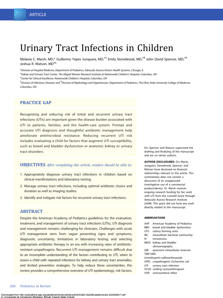 Pediatric Urinary Tract Infections Overview | PDF | Urinary Tract Infection | Urology