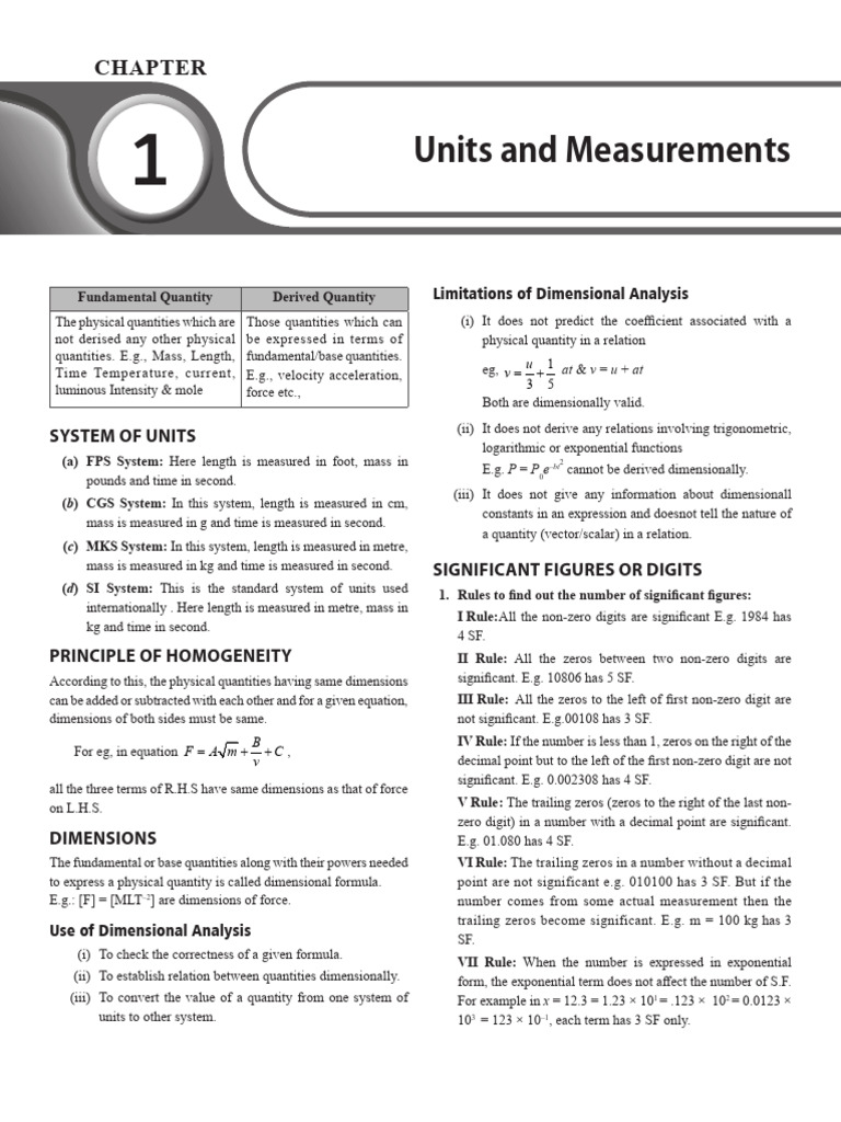 01 - Units and Measurement | PDF | Significant Figures | Numbers
